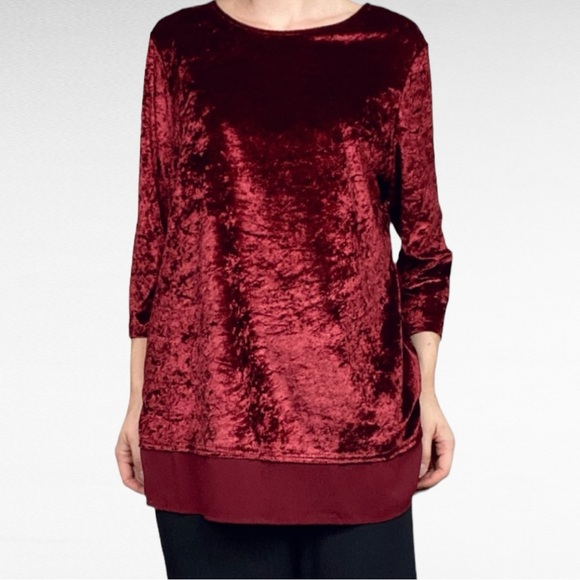 Vintage | Tops | Vintage Cw Classics Burgundy Red Crushed Velvet 34 ...